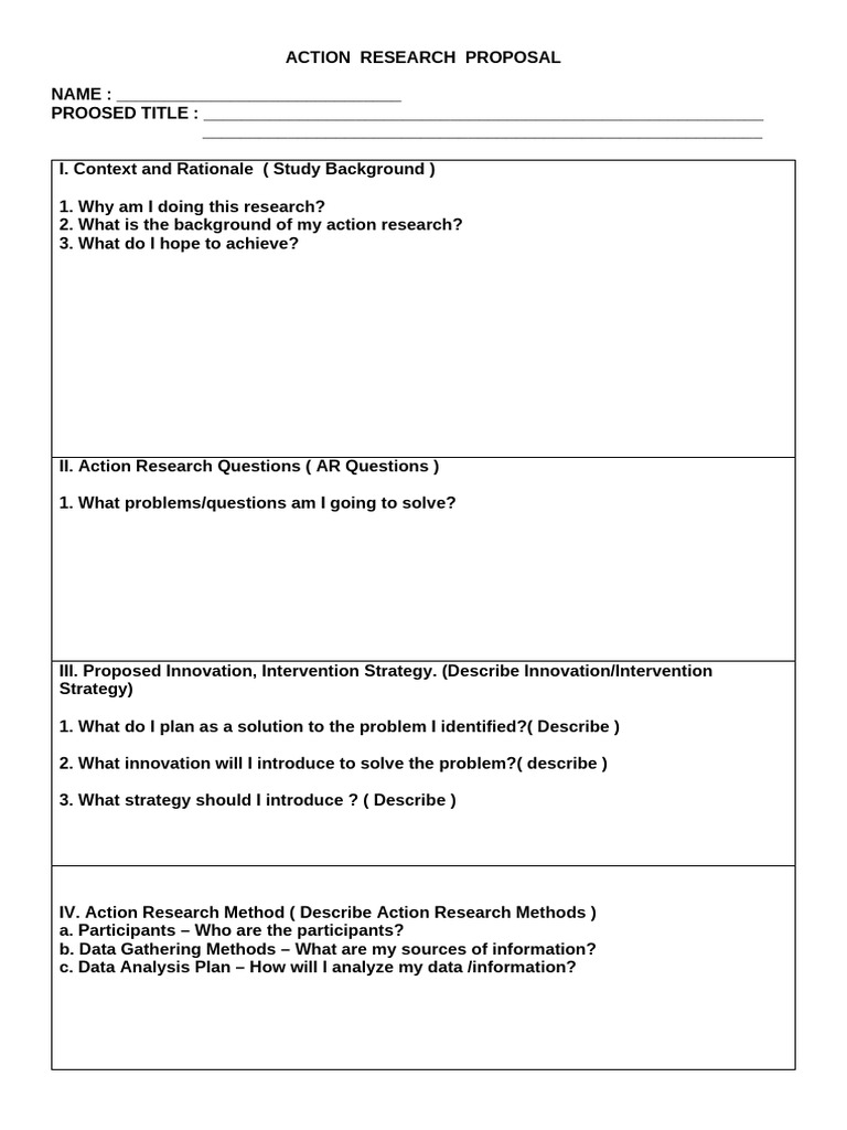 ACTION RESEARCH PROPOSAL Format | PDF | Career & Growth