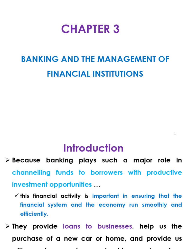 CHAPTER 3 Banking and Management of Financial Institutions | PDF ...