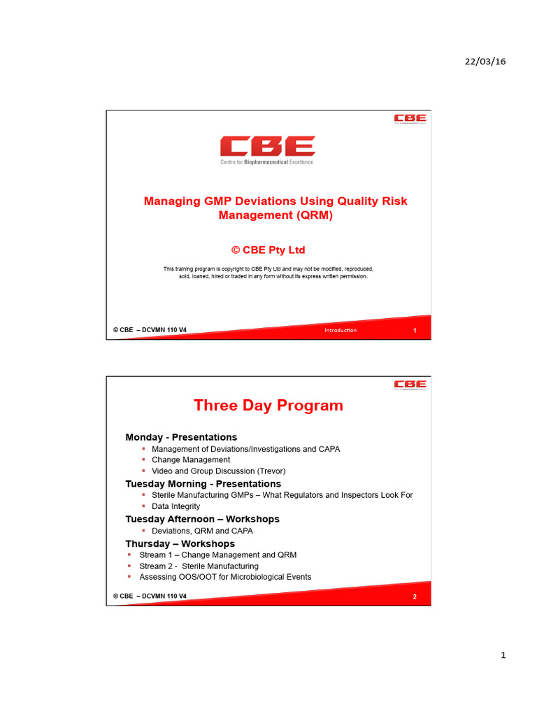 Cbe - 110 Deviation Capa Final | PDF | Risk | Risk Management