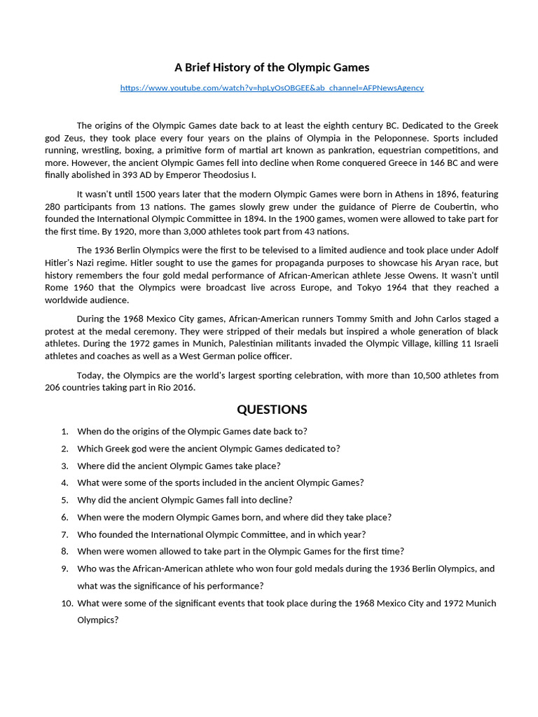 History of the Olympic Games | PDF | Olympic Games | Multi Sport Events
