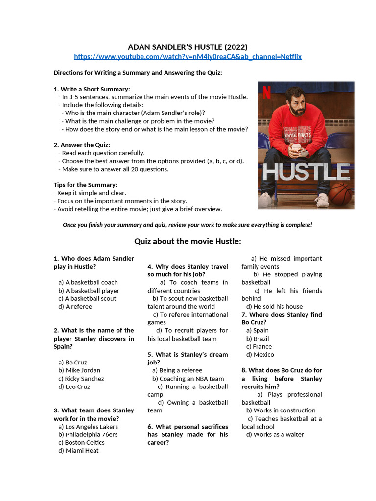 01 B - Conversation and Reading - Level 01 B - Adan Sandler's HUSTLE ...