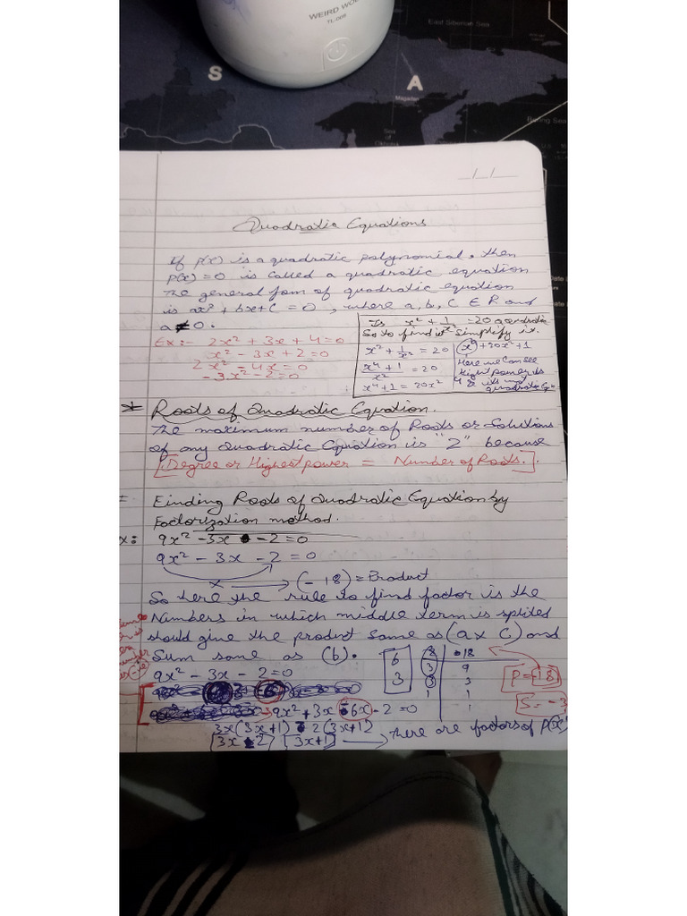 Quadratic Equation Class 10th Notes | PDF