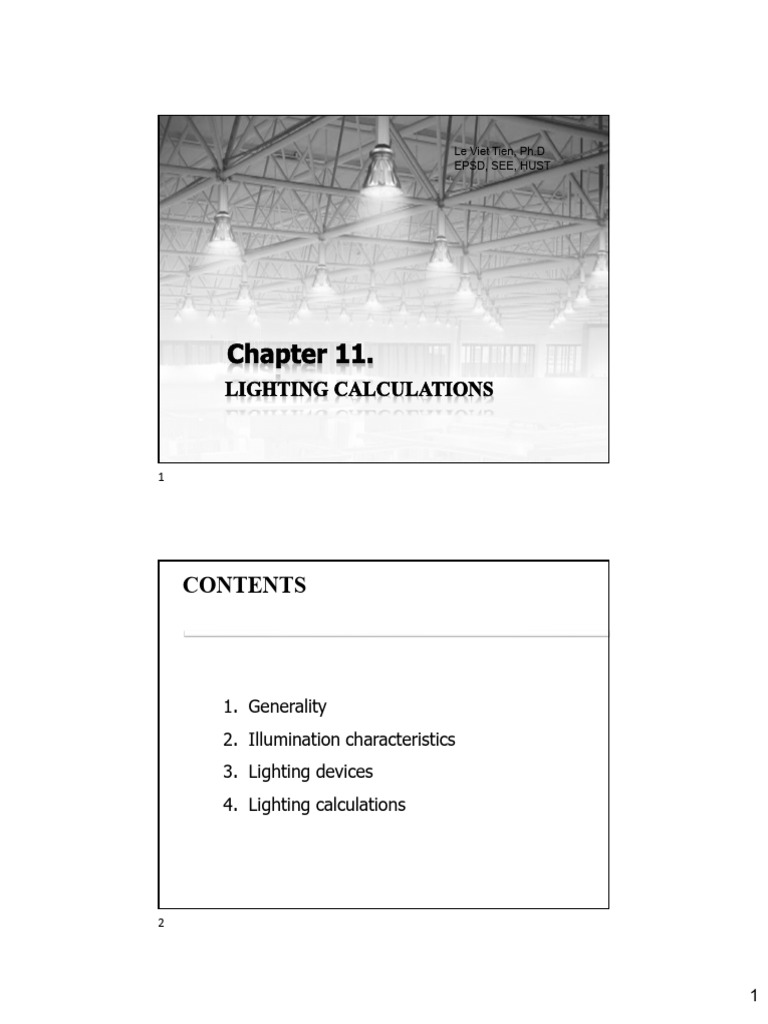 Generality 2. Illumination Characteristics 3. Lighting Devices 4. Lighting Calculations | PDF ...