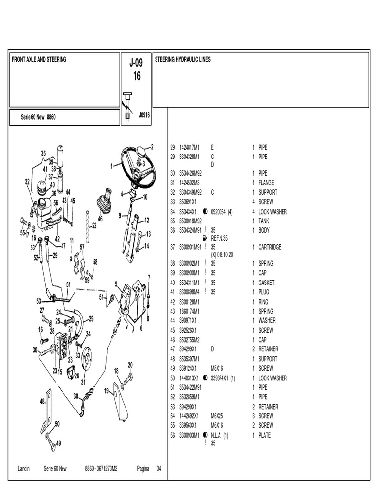 Landini 8860 New - Parts Catalog | PDF | Axle | Steering