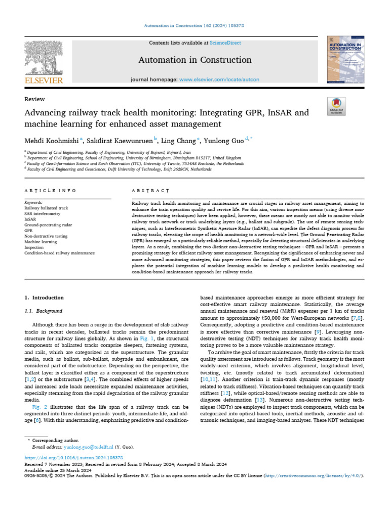 Advancing Railway Track Health Monitoring - Integrating GPR, InSAR and ... Advancing Railway Track Health Monitoring - Integrating GPR, InSAR and ...