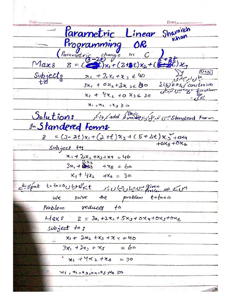 Parametric Linear Programming Method Pdf