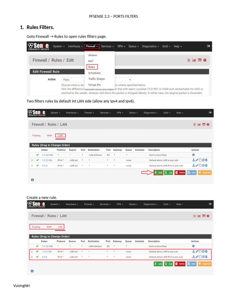 Pfsense 2.3 - Ports Filters | PDF | Computers | Technology & Engineering