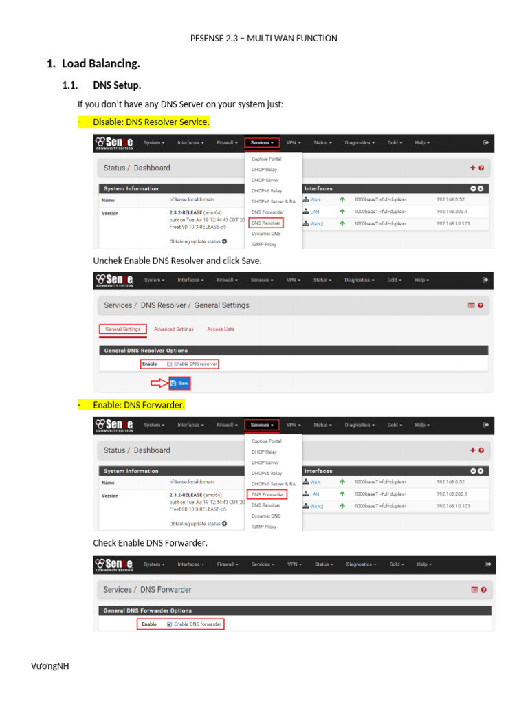 Pfsense 2.3 Multi-WAN | PDF | Domain Name System | Wide Area Network