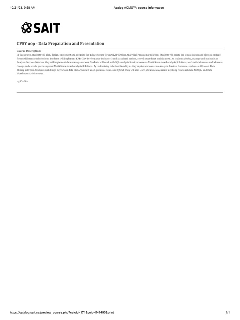 CPSY 209 - Data Preparation and Presentation | PDF