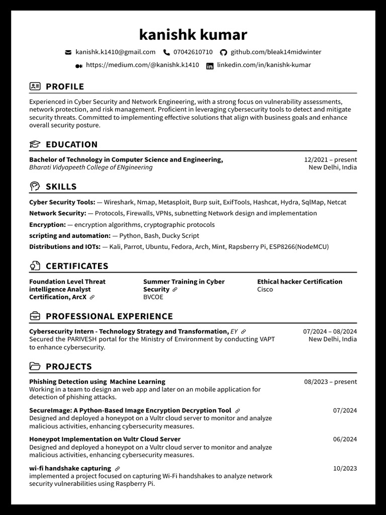 Kanishk Kumar FlowCV Resume 20241113 | PDF | Security | Computer Security