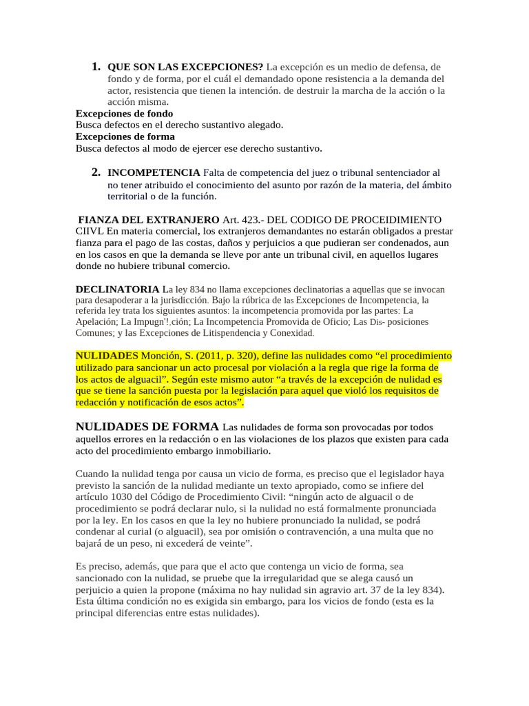 Que Son Las Excepciones | PDF | Estatuto de limitaciones | Demanda judicial