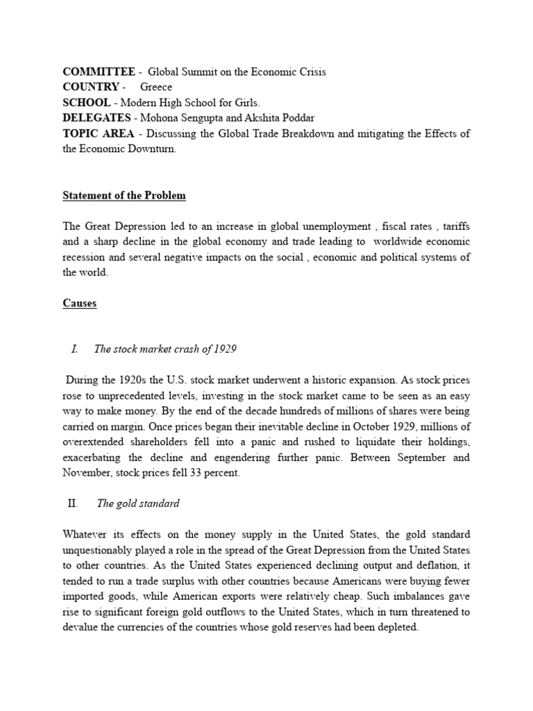 CMUN-Position Paper | PDF | Great Depression | Stocks