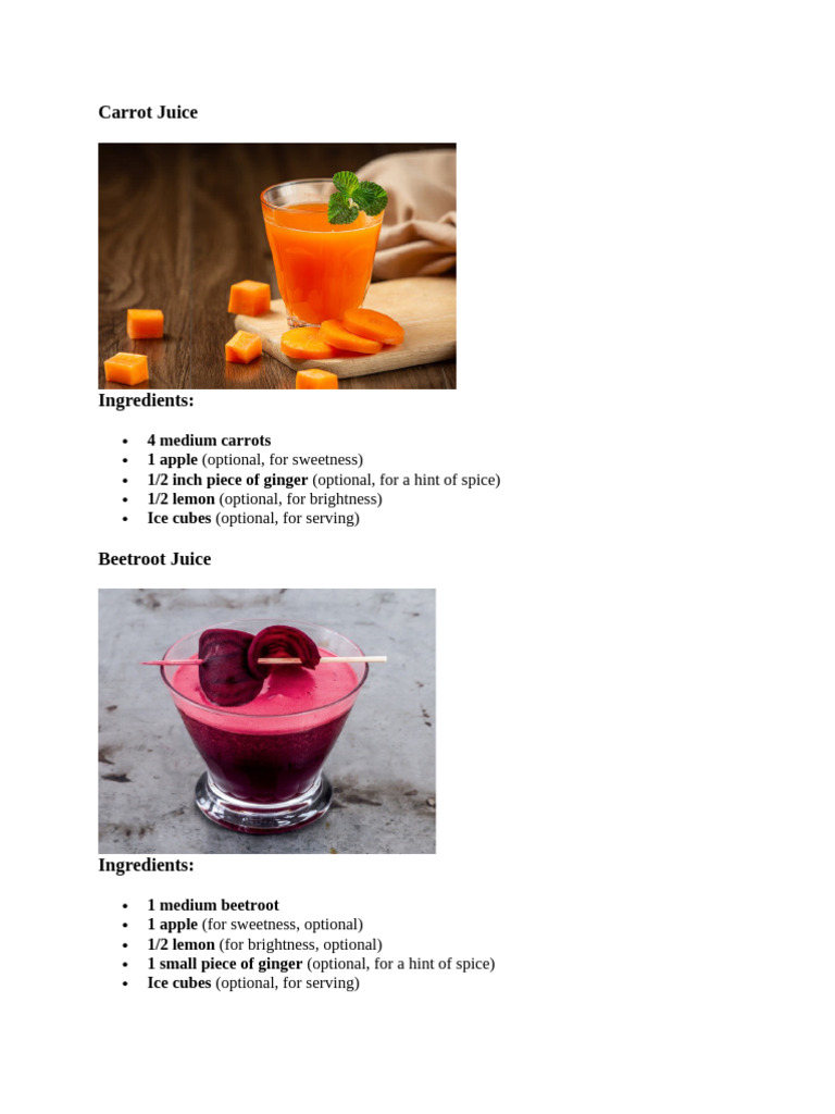 Vegitable Juice Recipe Edited | PDF