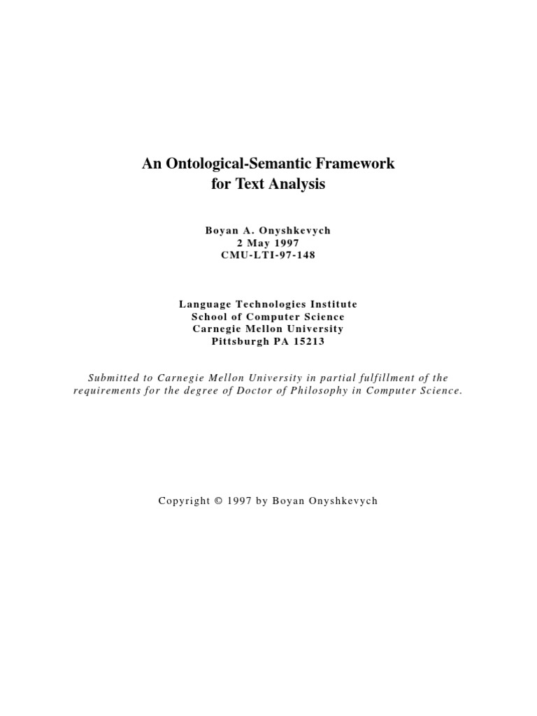 An Ontological-Semantic Framework For Text Analysis | PDF | Semantics ...