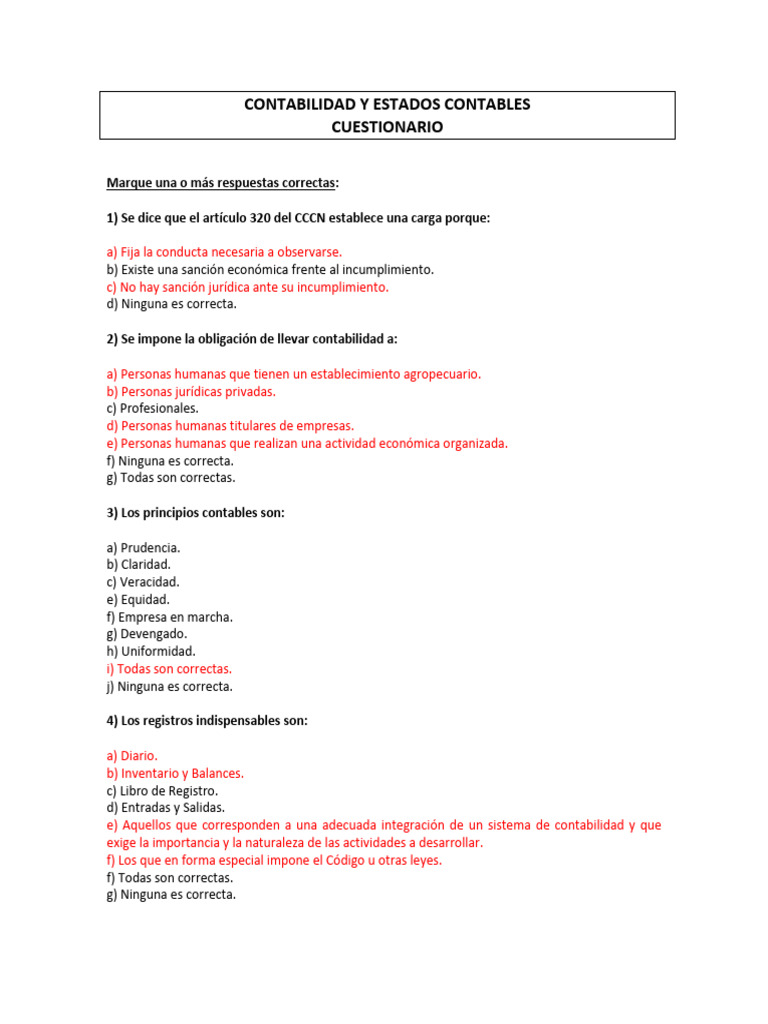 Contabilidad - Cuestionario C Resp | PDF | Contabilidad