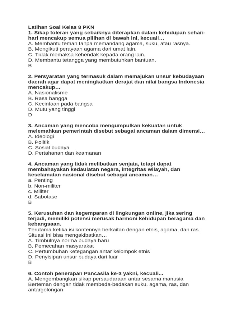 Latihan Soal Kelas 8 PKN Zigha | PDF