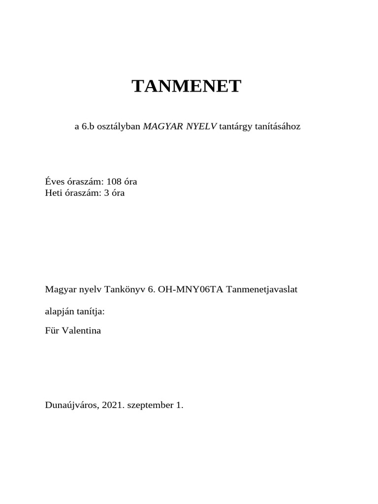 TANMENET Előlapok | PDF