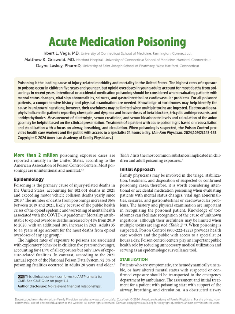 AFP Acute Medication Poisoning 2024 - 02 - 15 | PDF | Drug Overdose ...