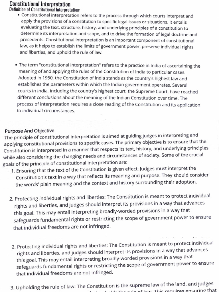 Constitutional Interpretation - Harmonious Construction | PDF