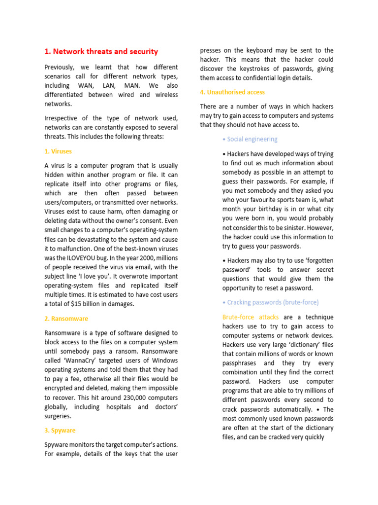 Network Threats and Security | PDF | Spyware | Ransomware