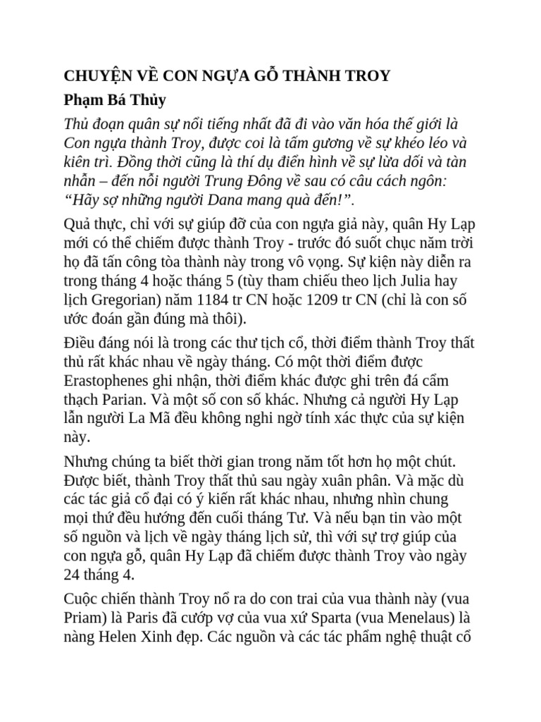 CHUYỆN VỀ CON NGỰA GỖ THÀNH TROY | PDF