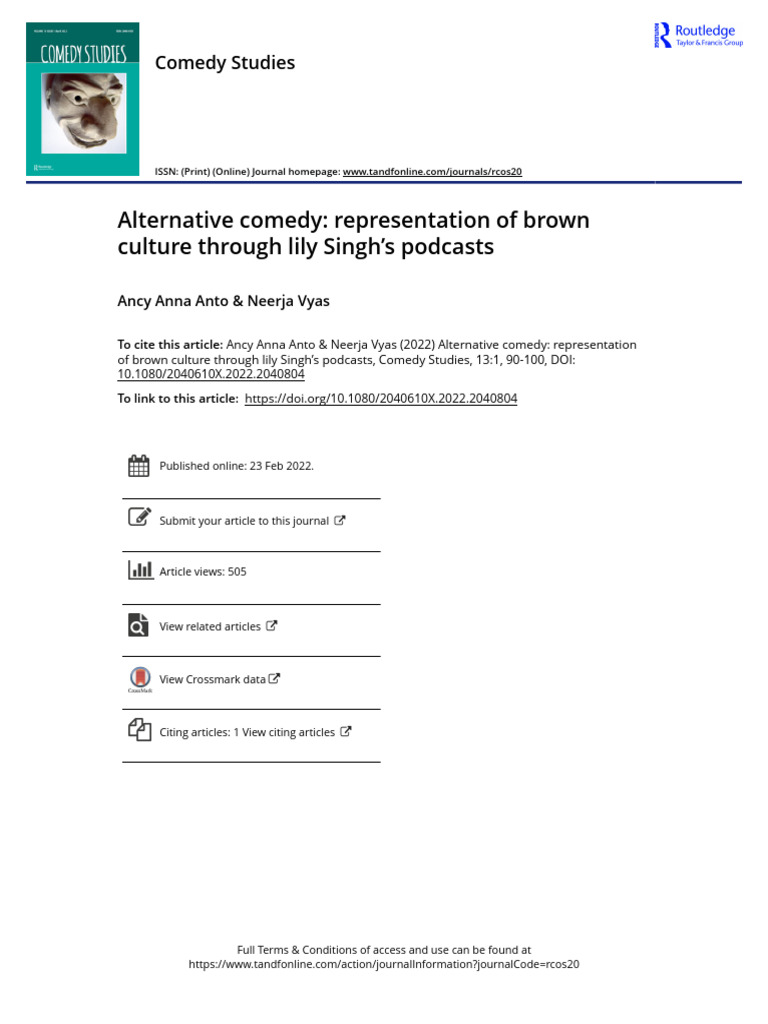 2022 Alternative Comedy Representation of Brown Culture Through Lily ...