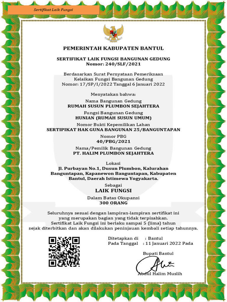 16 - Sertifikat Laik Fungsi | PDF