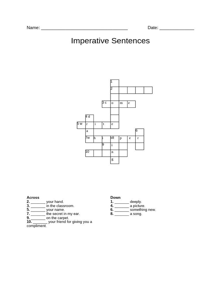 Imperative Sentences Worksheet | PDF
