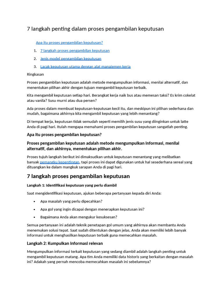 7 Langkah Penting Dalam Proses Pengambilan Keputusan | PDF | Bisnis