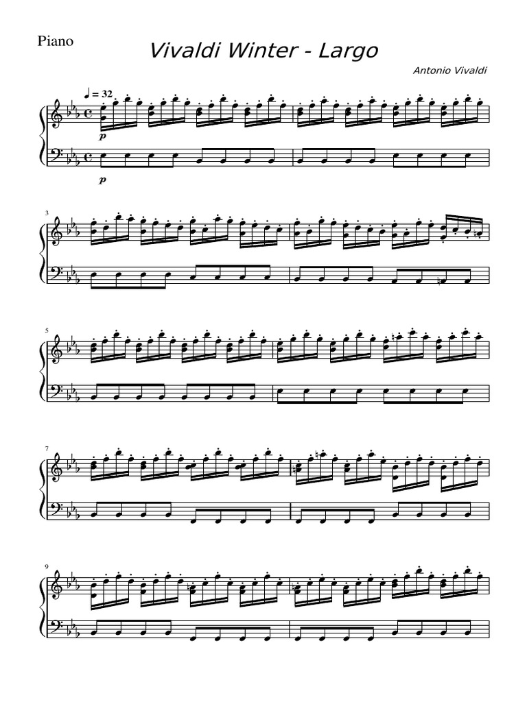 Vivaldi Winter - Largo: Piano | PDF