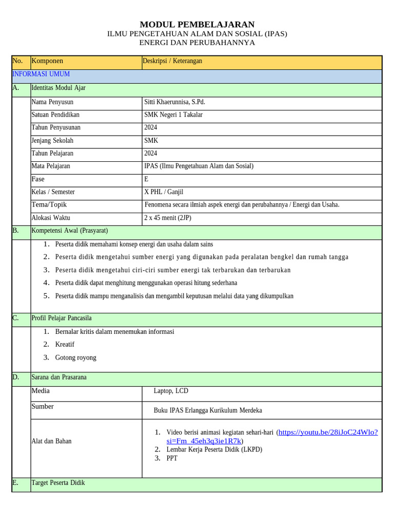 Modul Ajar Sitti Khaerunnisa PPG Fix | PDF