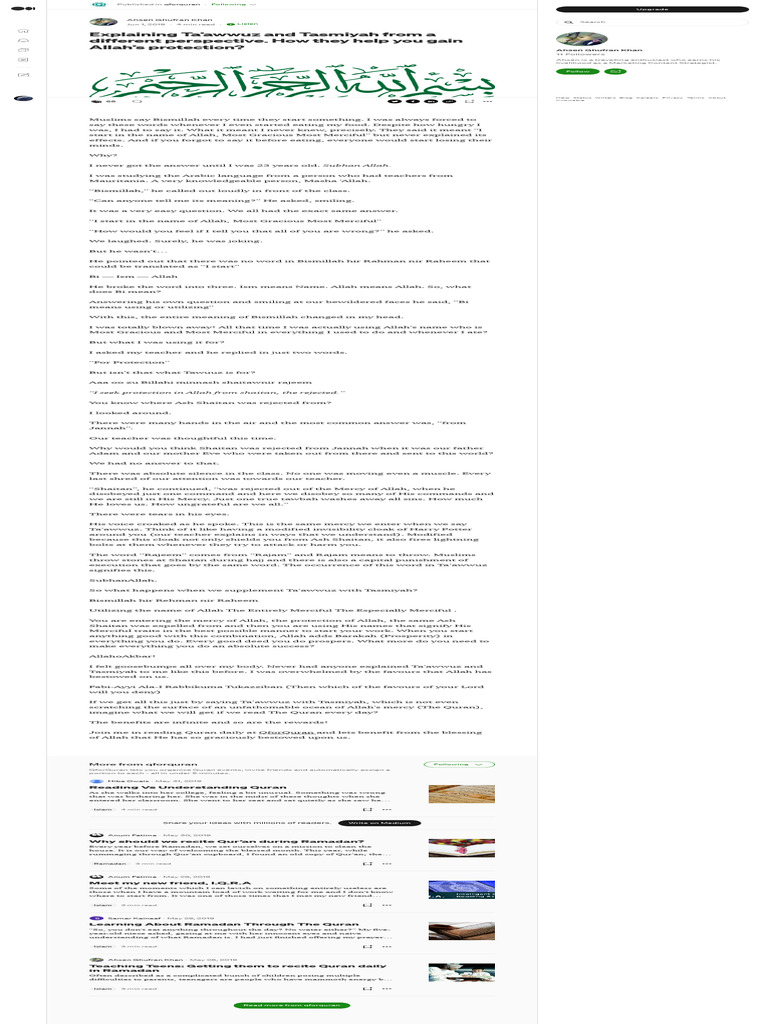 Explaining Ta'Awwuz and Tasmiyah From A Different Perspective. How They ...