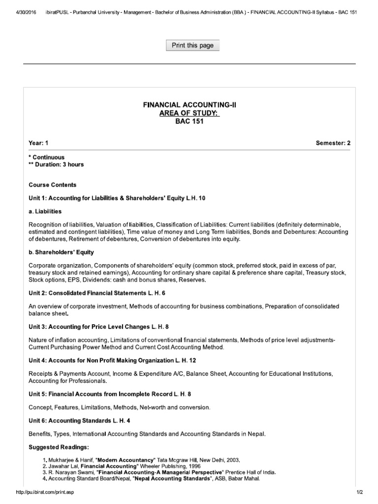 Financial Accounting - II | PDF