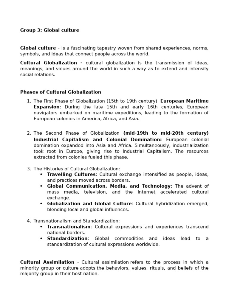 1E Global-Culture | PDF | Globalization | Cultural Globalization