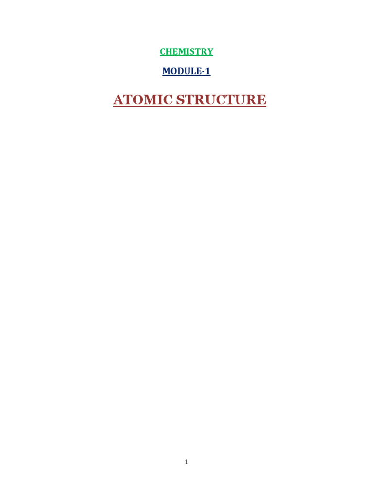 Atomic Structure: Key Concepts & Questions | PDF | Science & Mathematics