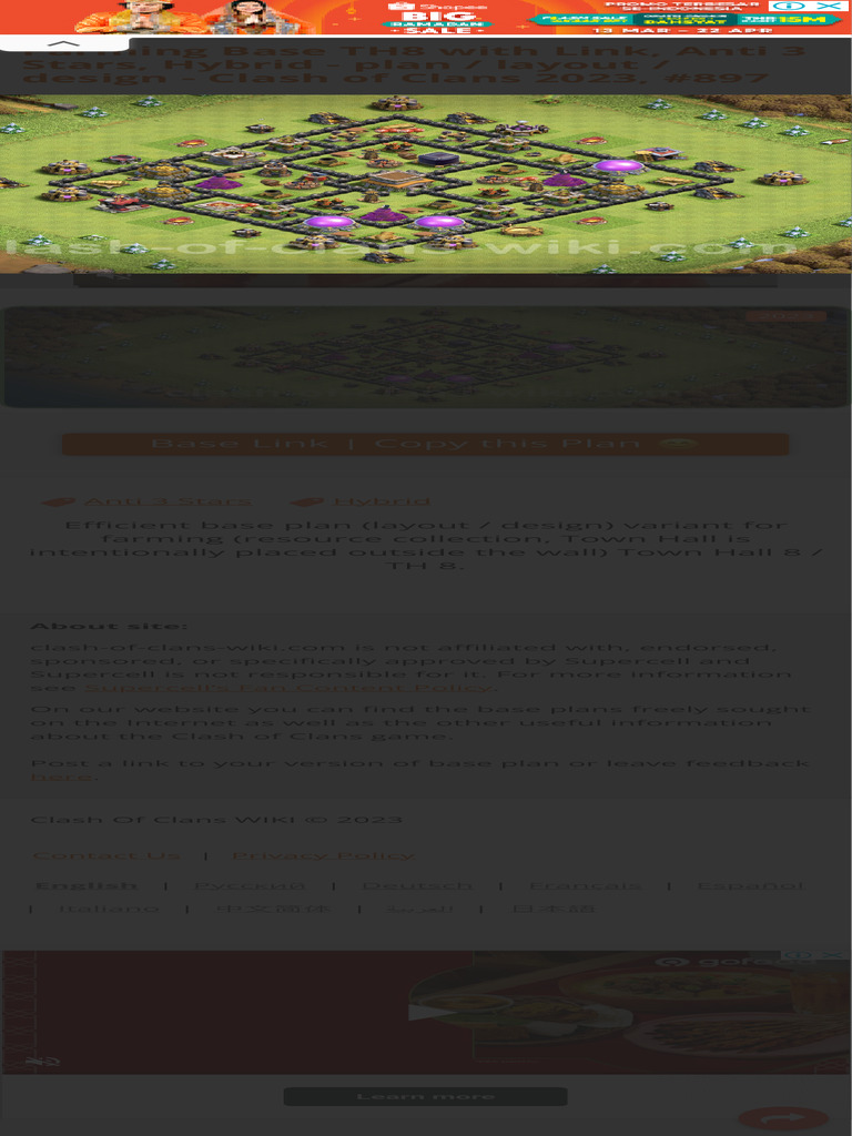 Farming Base TH8 With Link, Anti 3 Stars, Hybrid - Clash of Clans 2023 - Town Hall Level 8 Base ...