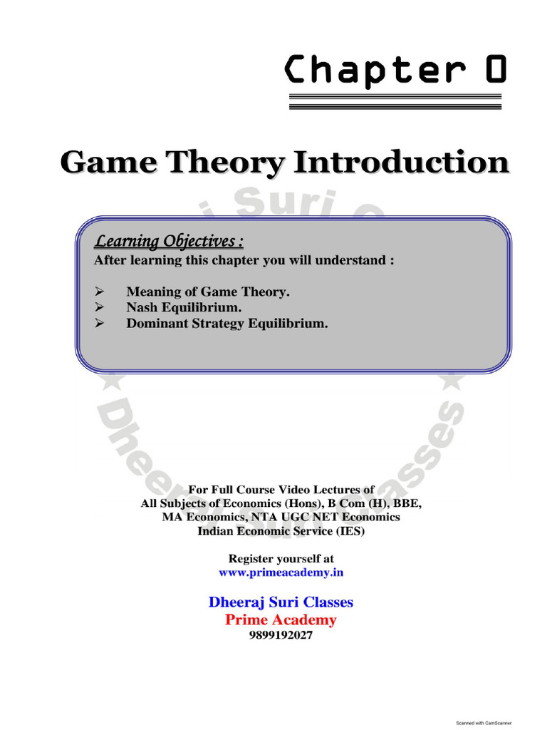 Chapter 0 Game Theory Introduction | PDF Chapter 0 Game Theory Introduction | PDF