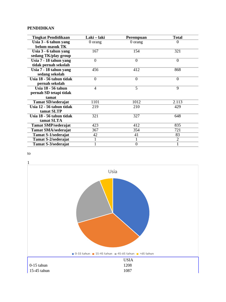 Chart Usia, Pekerjaan, Pendidikan | PDF