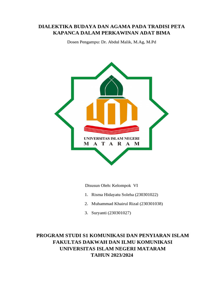 Dialektika Budaya Dan Agama Pada Tradisi Peta Kapanca Dalam Perkawinan ...