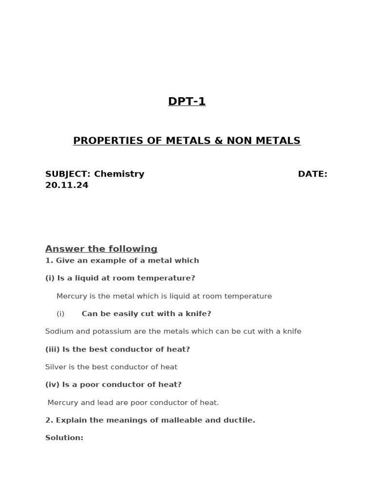 DPT Chemistry 1 | PDF | Metals | Oxide DPT Chemistry 1 | PDF | Metals | Oxide