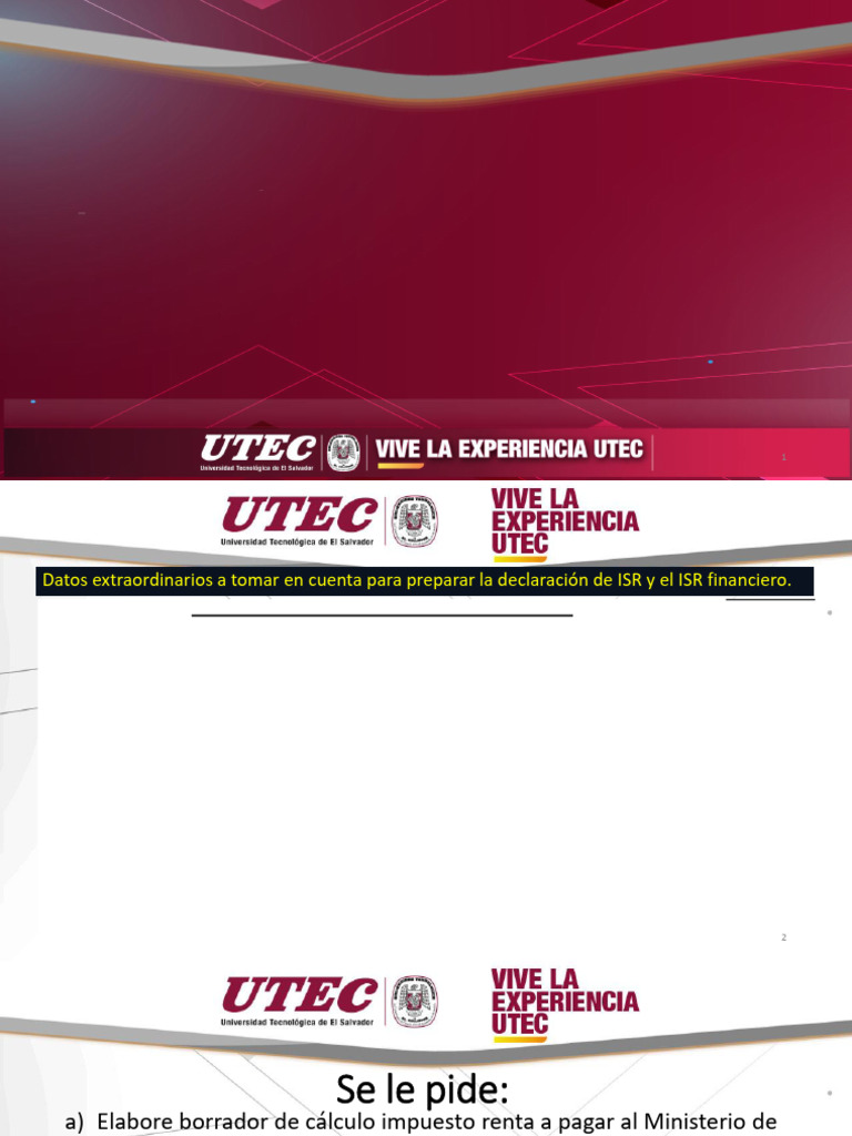 Ejercicio A ISR DIFERIDO UTEC | PDF | Impuesto sobre la renta | Estado de resultados