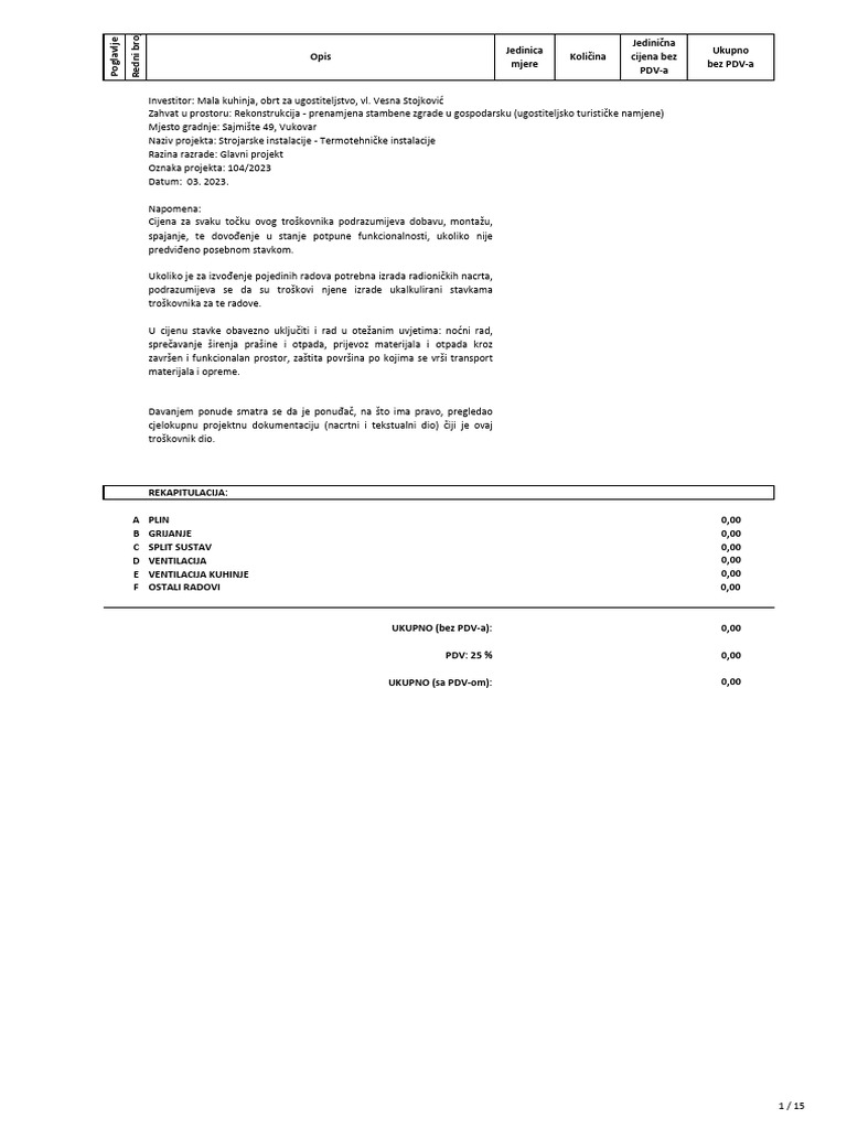 Mala Kuhinja - Troskovnik-Stroj | PDF