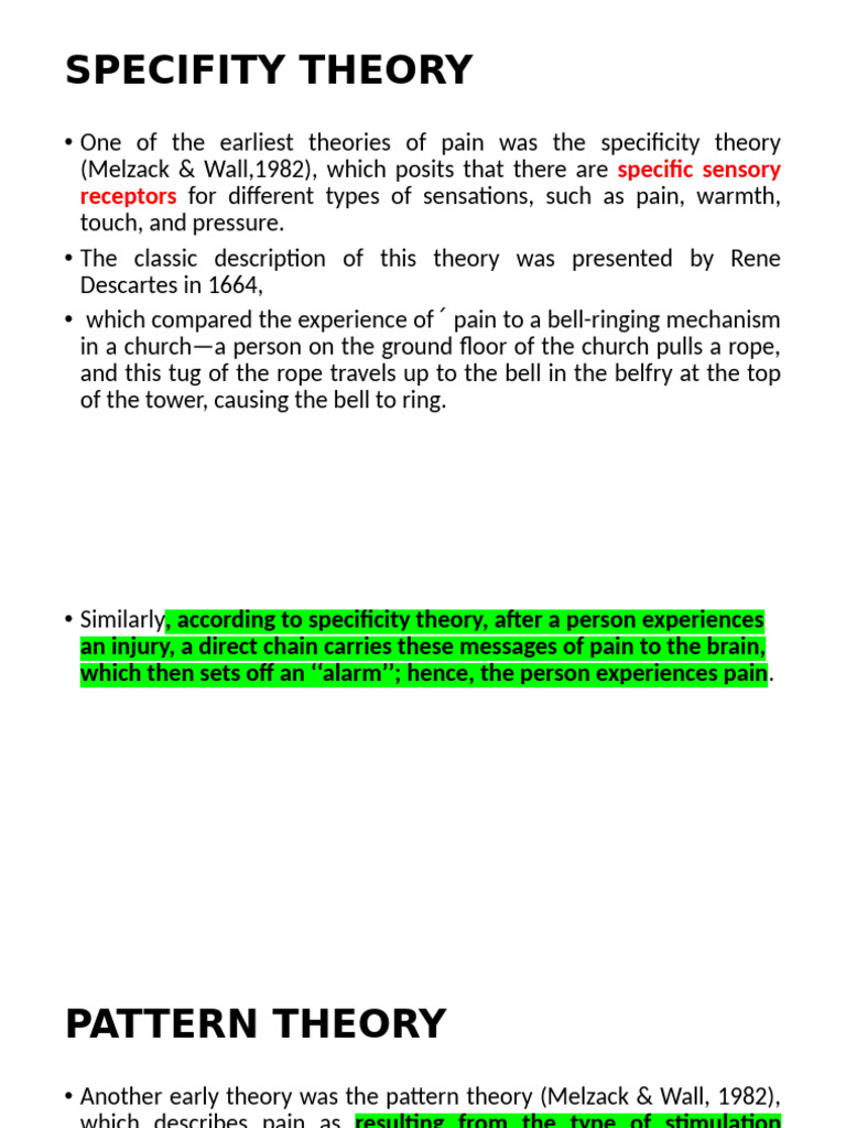 Specifity Theory | PDF | Pain | Axon