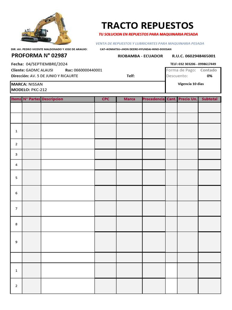 PROFORMA CP-signed | PDF | Inyección de combustible | Turbocompresor