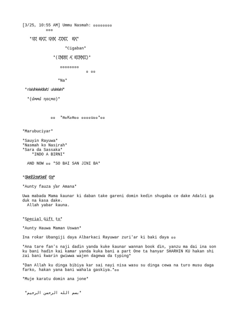 So Bai San Jini Ba Complete by Ummu Nasmah-1 | PDF