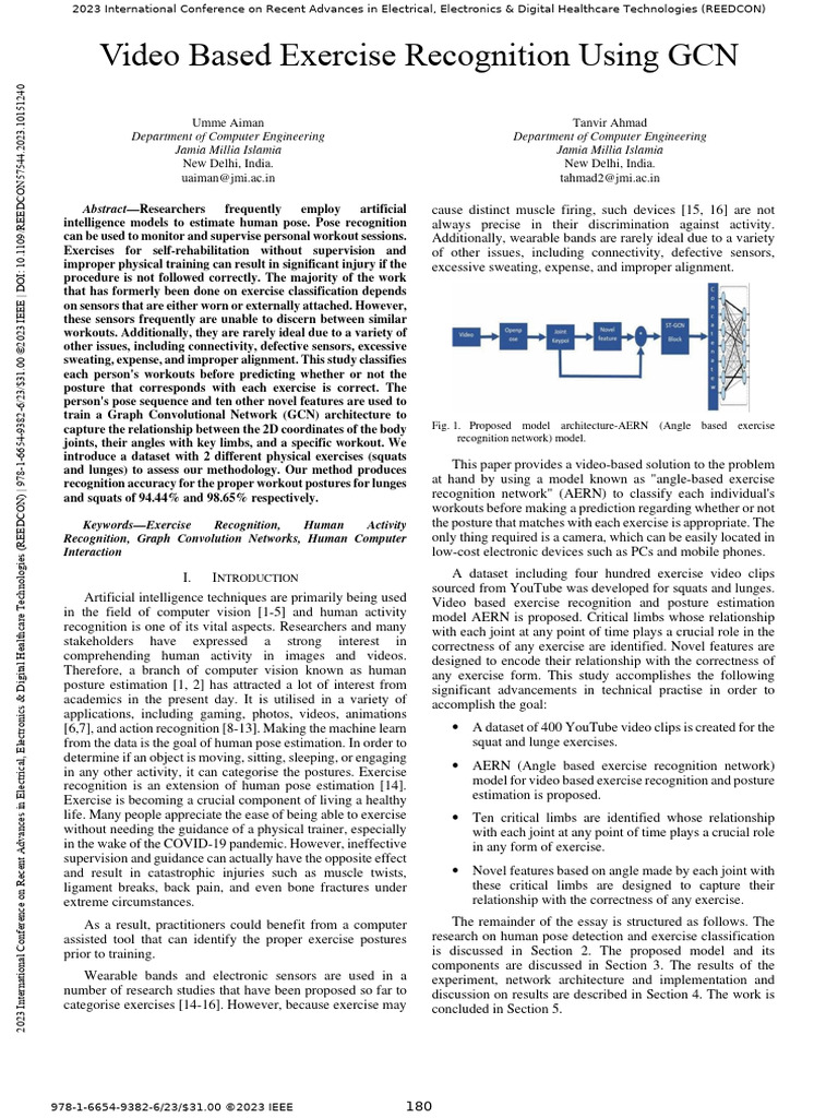 Video Exercise Recognition with GCN | PDF
