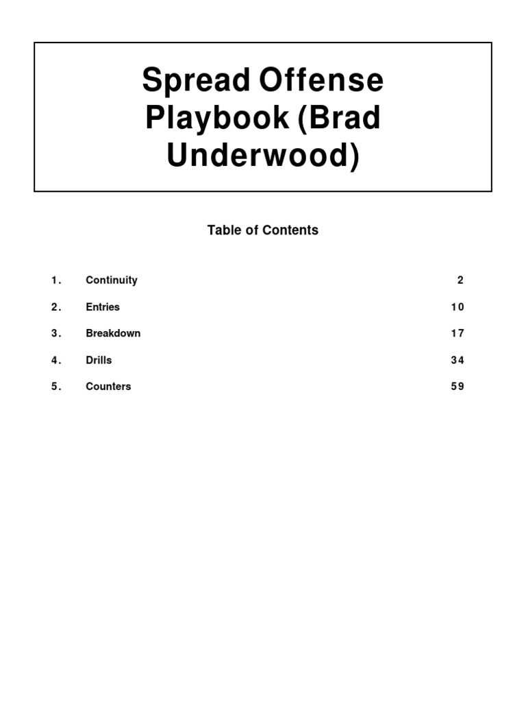 Spread Offense Playbook Brad Underwood | PDF | Sports | American Football