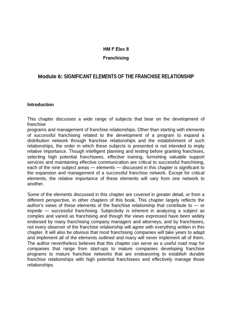 Module 6 Franchising | PDF | Franchising | Business Module 6 Franchising | PDF | Franchising | Business