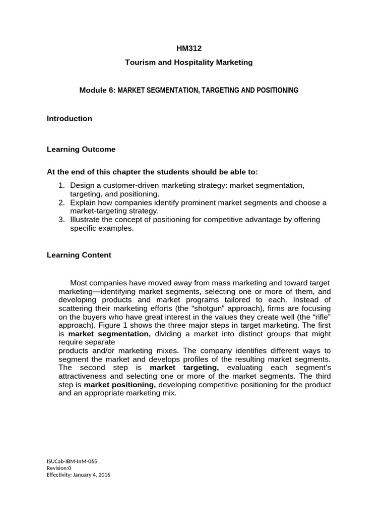 Module 6 Market Segmentation | PDF | Market Segmentation | Marketing