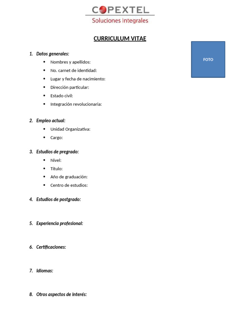 Modelo Curriculum Vitae | PDF | Crecimiento personal y profesional